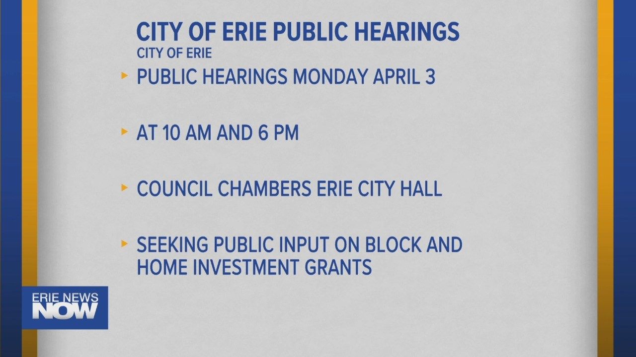 Grant Hearings Start Monday for the City - Erie News Now | WICU and ...